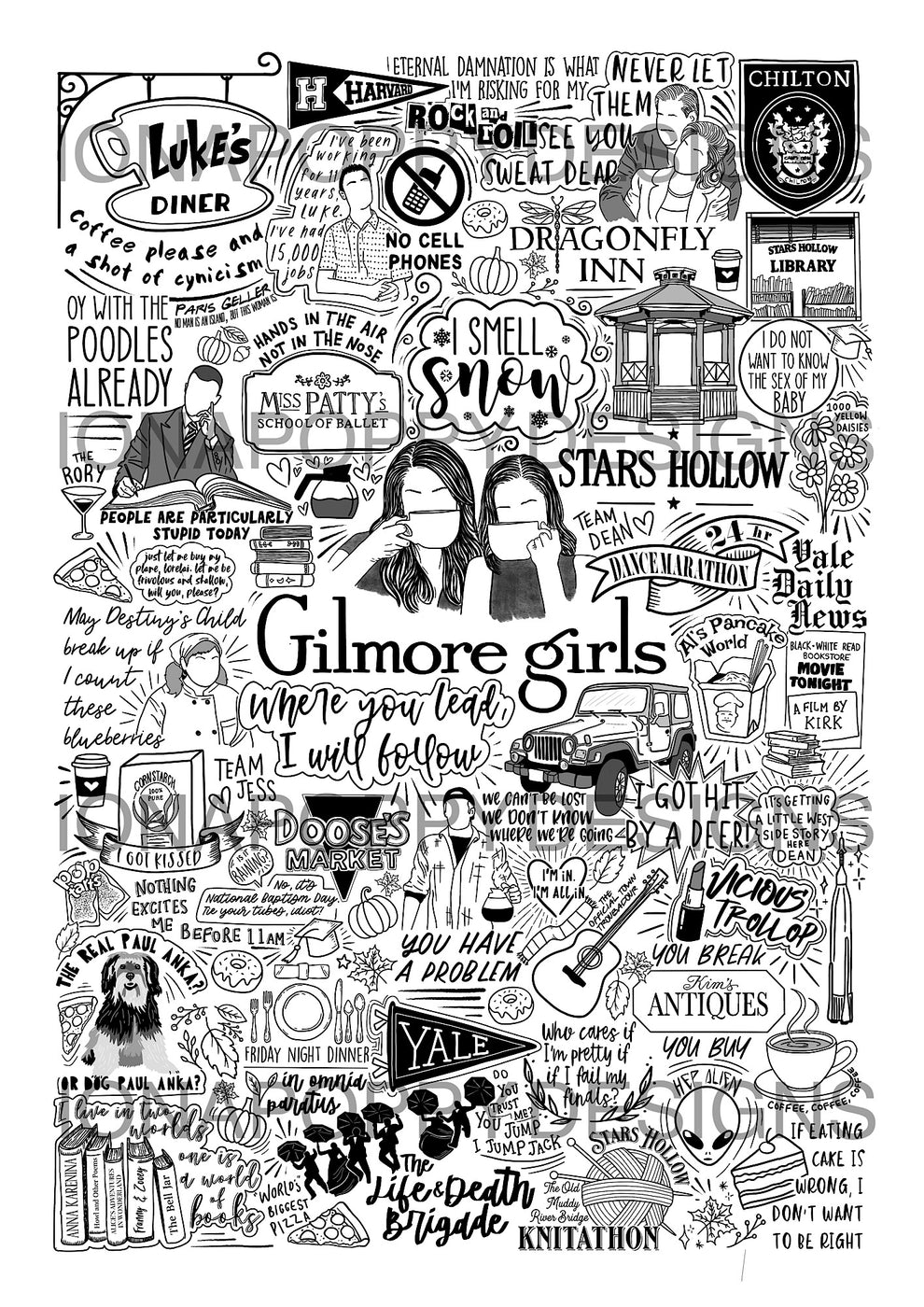 Gilmore Girls - Iconic Quotes Print | Doodle – Iona Poppy Designs